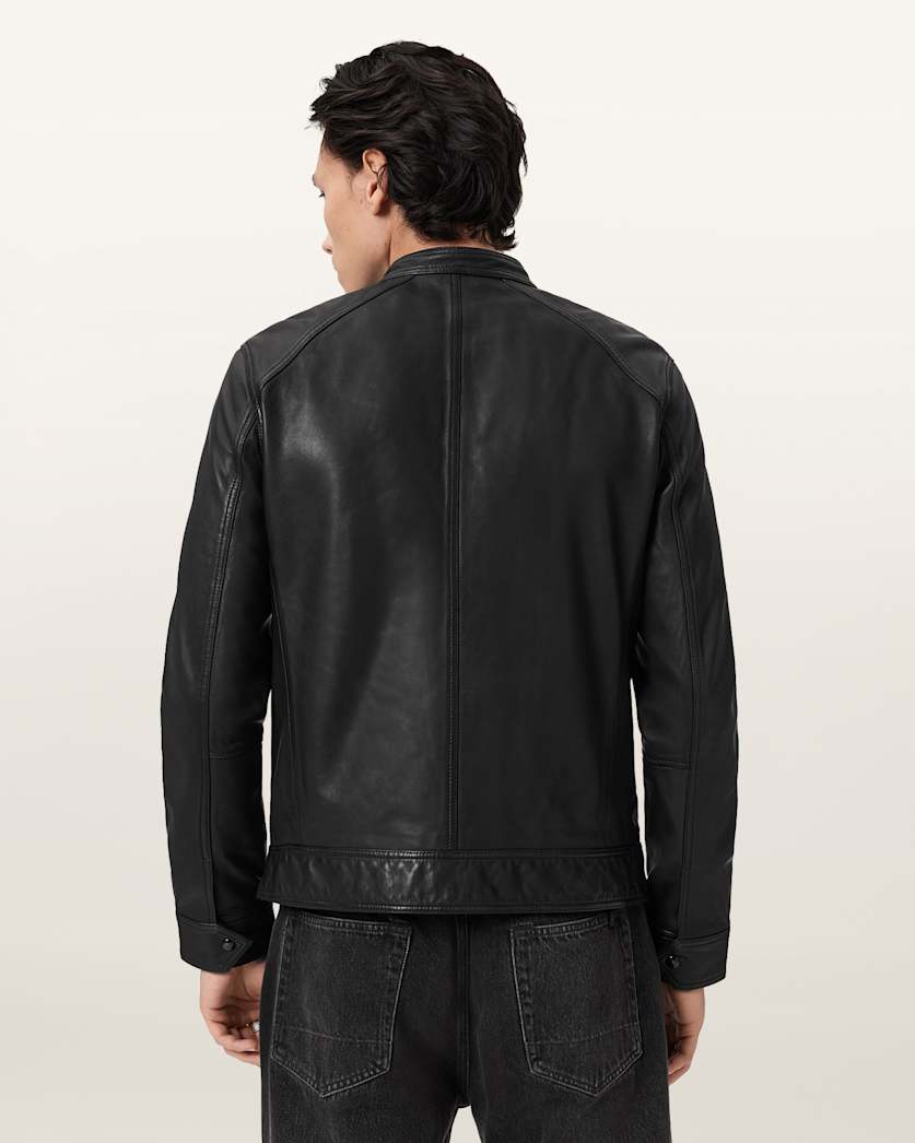Holt Slim Fit Leather Jacket Black | ALLSAINTS